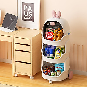 SAOSHYPEI 3 Tier food storage room plastic storage rack - used for organizing food, kitchen, bedroom, office, kitchen, bathroom essential storage rack