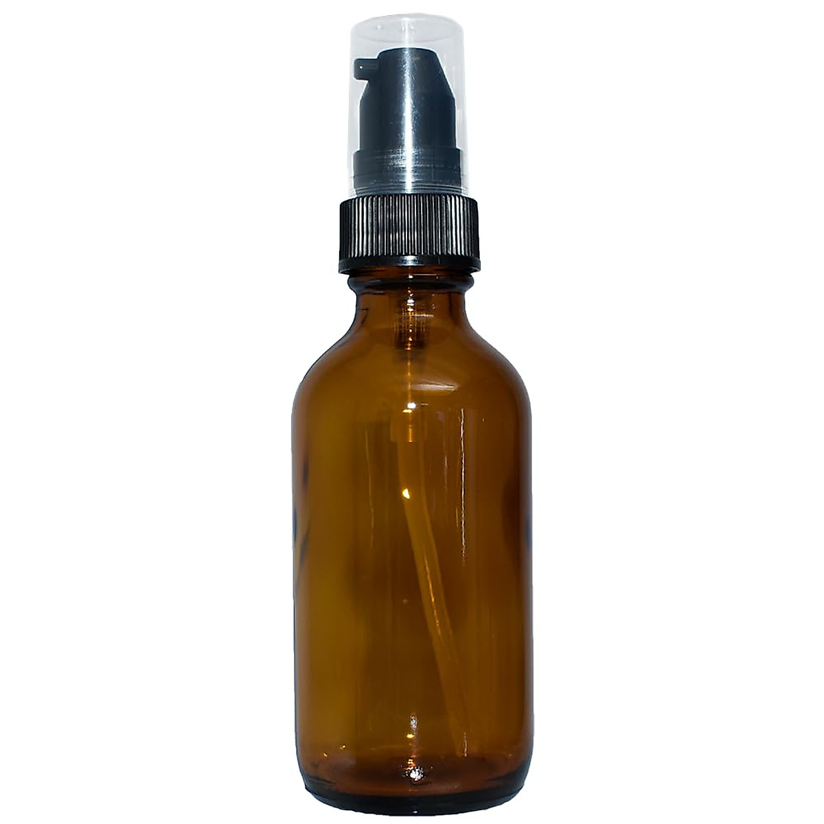 GlassBottleOutlet (Pack of 80) 2 oz. Amber Boston Round with Black Treatment Pump