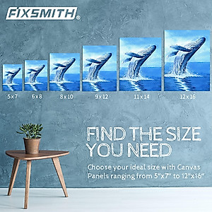 FIXSMITH-Painting-Canvas-Panels,8x10 Inch Canvas Board Super Value 12 Pack Canvases,100% Cotton,Primed Canvas Panel,Acid Free,Artist Canvas Boards for Professionals,Hobby Painters,Students & Kids.