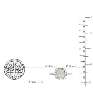 Dazzlingrock Collection 7 mm Cushion Lab Created Opal & Round White Sapphire Women Halo Style Vintage Traditional Engagement Ring | 925 Sterling Silver, Size 8