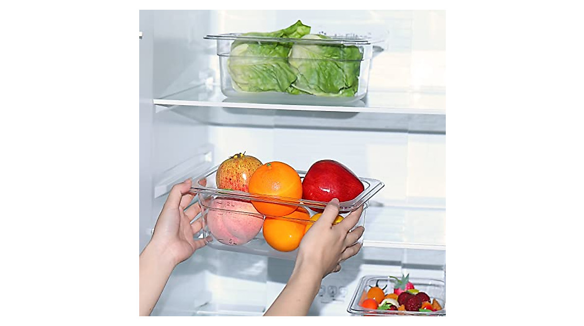 Hoolerry 12 Packs Plastic Food Pan 1/4 Size Commercial Food Storage ...