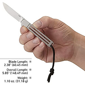 CRKT Testy Fixed Blade Knife with Sheath: Lightweight Everyday Carry, Textured Stainless Steel Handle, Glass Reinforced Nylon Sheath 7524,Silver