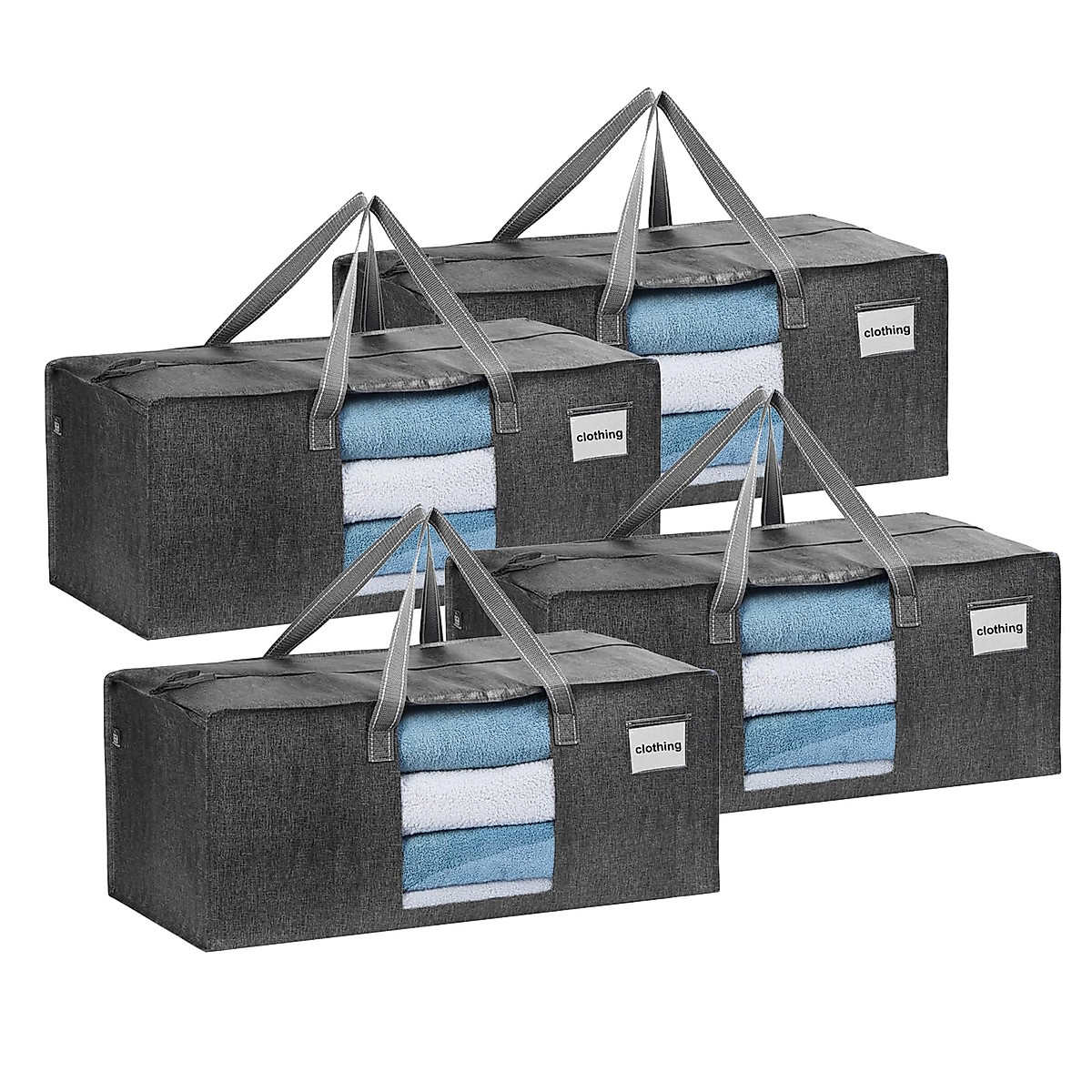 VENO 4 Pack Moving Bags Extra Large Storage Bags for College Move-In, Heavy-Duty Storage Totes, Packing Boxes, and Wardrobe Moving Supplies - Durable Laundry Bags for Clothes (Gray w/Window, 4 Pack)
