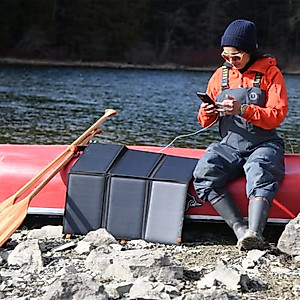 60W Portable Solar Panels,Foldable Solar Panel Charger with Fast Charging QC3.0 USB-A PD3.0 USB-C DC Output,Waterproof Solar Generator for 100-500W Power Station Camping Hiking RV(Without Generator)