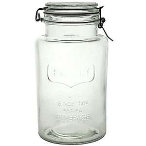 Living Storage Container, Canister, Glass, Medium, Estimated Capacity: Approx. 0.6 gal (2.0 L), Diameter 4.8 x Height 9.2 inches (12.2 x 23.3 cm), Clear, Almond