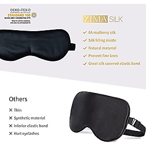 ZIMASILK 100% 22 Momme Mulberry Silk Sleep Mask for Sleeping, Filled with Premium Mulberry Silk, Softest & Breathable Silk Eye Sleeping Mask (Black)