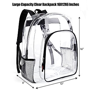 Crosstime Clear Backpack Heavy Duty Transparent Backpack See Through Plastic Clear Bookbags for Security Work School , Black