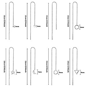 LOLIAS 8Pairs Stainless Steel Threader Earrings for Women Lightweight Drop Dangle Chain Earrings Minimalist Chain Tassel Earrings Set