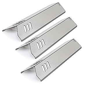 Zemibi 3-Pack 14 3/16 Inch Stainless Steel Heat Plate Replacement for Uniflame GBC1030W, GBC1030WRS, GBC1030WRS-C, GBC1134W, GBC1134WRS Gas Grill Models, BBQ Burner Cover Flame Tamer, Heat Shield