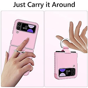 GUAGUA Compatible with Samsung Galaxy Z Flip 3 Case 5G 6.7 Inch Hybrid 2 in 1 Hard PC Soft TPU Heavy Duty Rugged Shockproof Full-Body Protective Phone Cover for Samsung Z Flip3, Pink