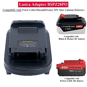 Lasica 18V to 20V Battery Adapter Compatible with Porter-Cable 20V MAX Lithium Battery Replacement for Porter-Cable 18V NiCad, NiMh and Lithium Battery for 18 Volt Tools
