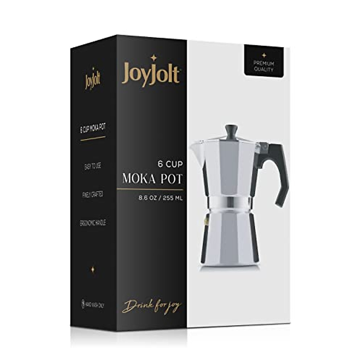 JoyJolt Italian Moka Pot 6 Cup Stovetop Espresso Maker. Aluminum Coffee Percolator Coffee Pot With Heat Resistant Handles! Portable Espresso Maker Camping Coffee Pot, Stove Top Cafetera