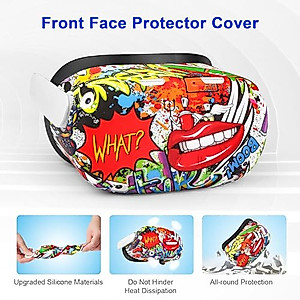Relohas VR Accessories for Oculus Quest 2, Silicone Set for Meta Quest 2, Include Controller Grip Leather Cover, VR Shell Cover, Face Cover, Lens Cover and 10PCS Disposable Eye Cover(Street Graffiti)