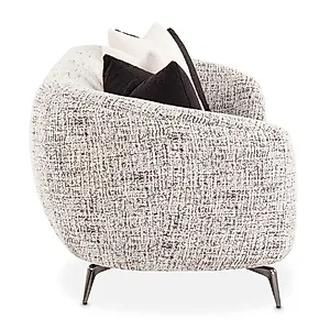 Michael Amini Noir Boucle 94" W Fabric Sofa in Ivory/Black Finish