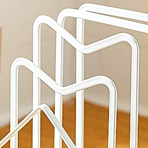 Hikinlichi Cutting Board Holder Rack 2 Adhesive Hooks 304 Stainless Steel Hooks Kitchen Countertop Chopping Board Organizer Stand Pots Pan Lids Rack 4.92 x 5.7 x 8.46 in. White