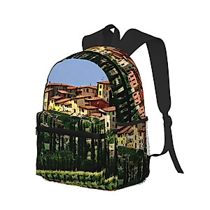 Lightweight Laptop Backpack,Casual Daypack Travel Backpack Bookbag Work Bag for Men and Women-Italy-Tuscan