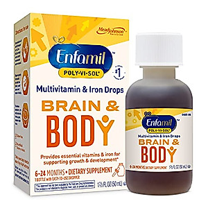 Enfamil Baby Vitamins Enfamil Poly-Vi-Sol 8 Multi-Vitamins & Iron Supplement Drops for Infants & Toddlers, Supports Growth & Development, 50 mL Dropper Bottle (Packaging May Vary)