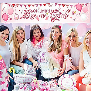 Its a Girl Banner Baby Shower Decorations, Welcome Home Banner, Horizontal Pink Large Fabric It is a Banner Backdrop Background, Shower Yard Sign Party Photo Booth Decorations, 71 x 15.7 Inches