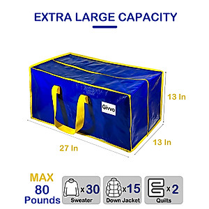 4P Extra Large Moving Bags, Heavy Duty Moving Bags for Clothes, Waterproof Storage Bags for College Dorm, Moving Totes Alternative To Oversize Moving Box Blue