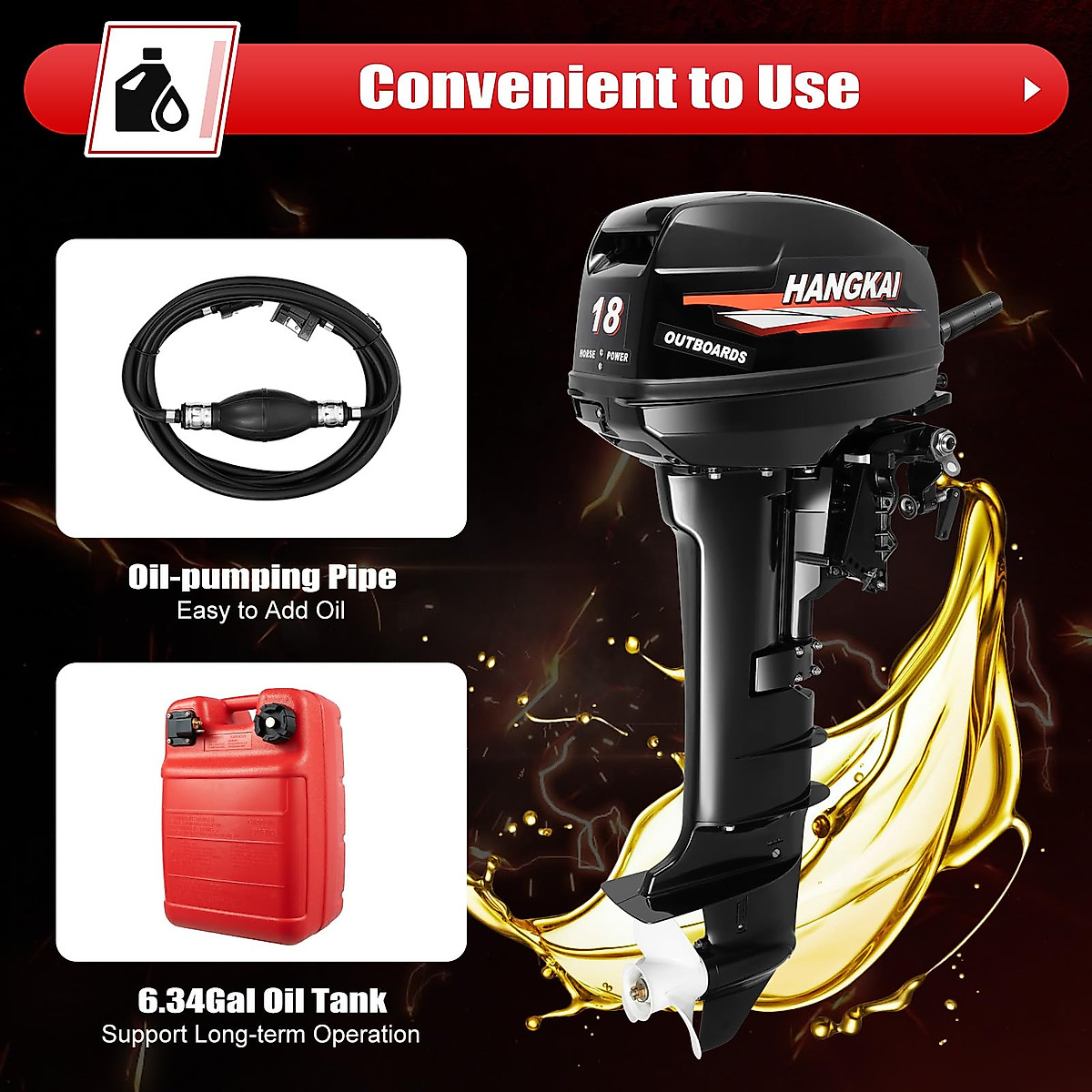 awolsrgiop 2 Stroke 18HP Outboard Motor Gas-Powered Water Cooling Boat Engine Long Shaft Tiller Control 246CC Heavy Duty Fishing Boat Kayak Engine Outboard Motors Boat Engine Motor