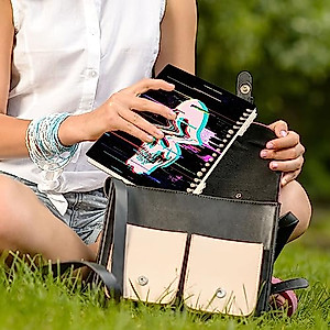 KJIZMO Cool Digital Skull Detachable Spiral Notebook with Durable Hardcover 60 Sheets Binding Note Book for Office Writing Diary
