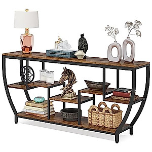 Tribesigns 70.9 Inch Long Sofa Table with Shelves, Rustic Console Table with Storage, Industrial Entryway Table TV Stand, Behind Couch Table Accent Tables for Living Room, Hallway, Foyer