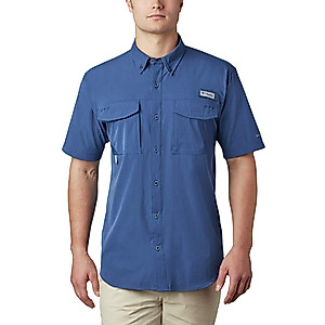 Columbia Men's Standard Permit Woven Short Sleeve Shirt, Carbon, Large