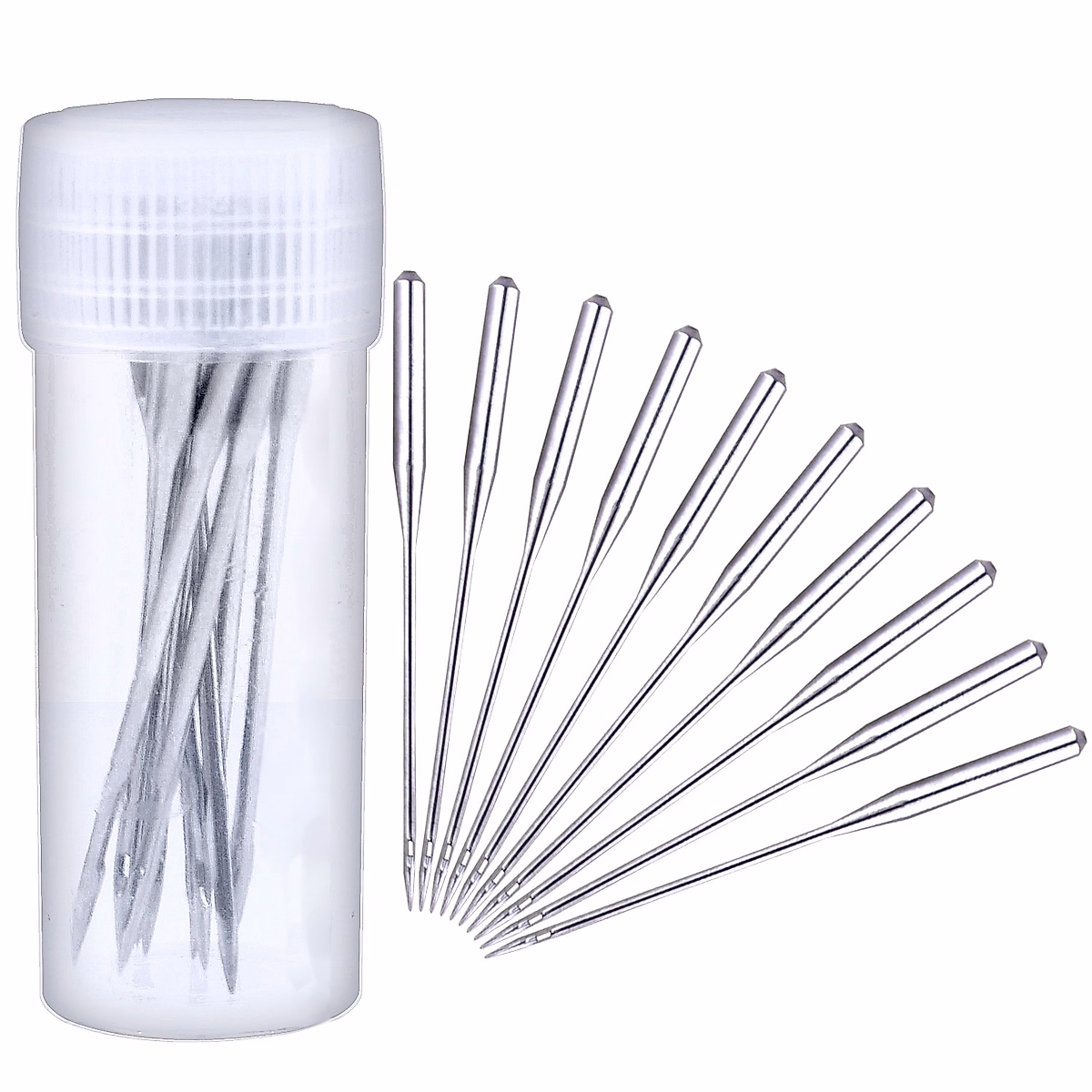 BronaGrand 50 Pieces Sewing Needles Home Sewing Machine Needles, Size 9, 11, 14, 16, 18, with 5 Needle Bottles, 10 Pieces Per Size