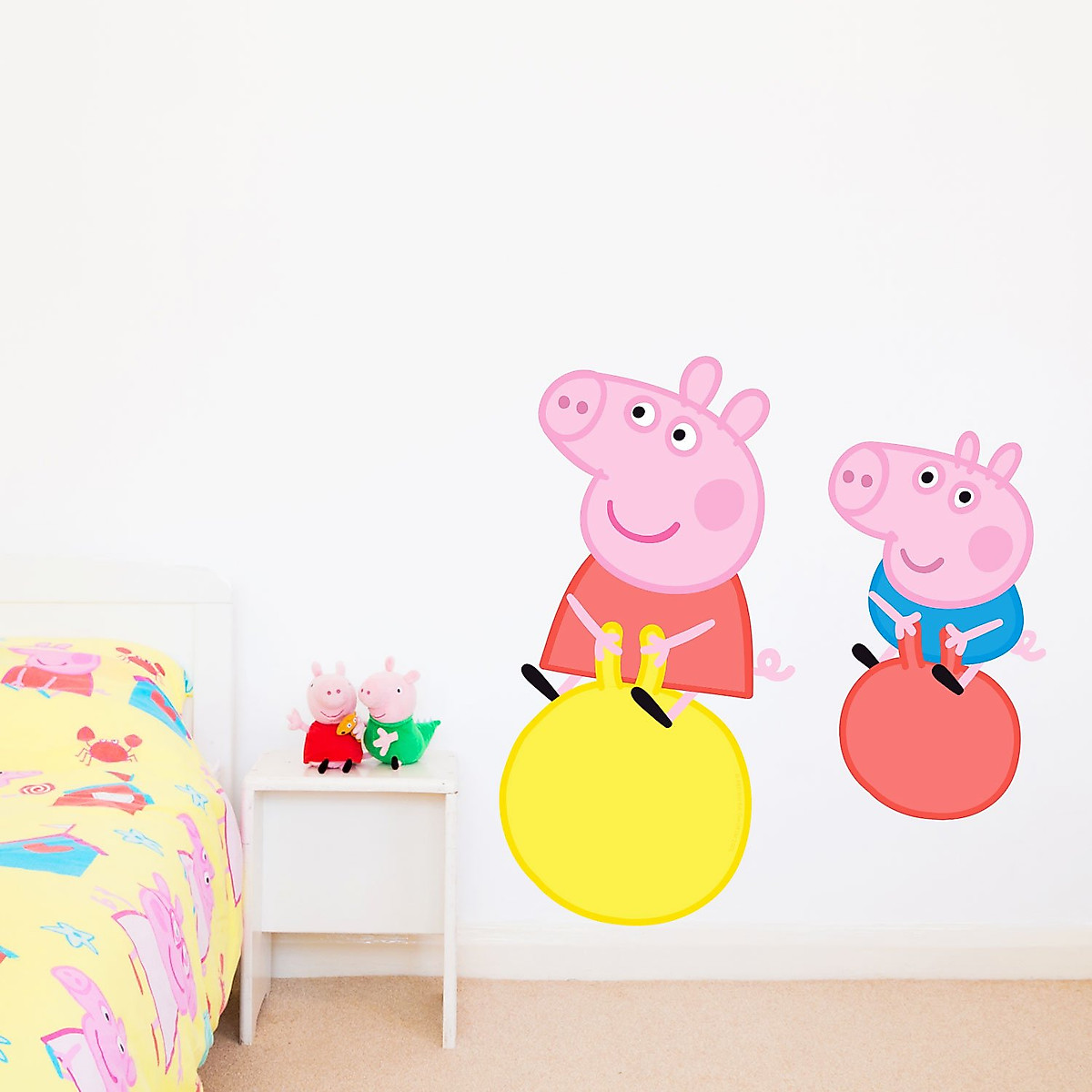 Stickerscape Peppa Pig and George on Space Hoppers Wall Stickers (Large Size) | Official Peppa Pig Wall Stickers Range, L (002309L)