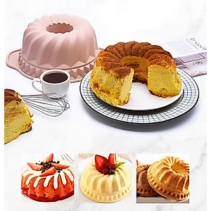 A person who loves life 10" Silicone Bundt Cake Pan, Non-Stick Silicone Bundt Pan with Handle, Home Baking DIY Cake Mold for Cake, Chocolate, Jelly, Bread, Gelatin (Nordic Grey)