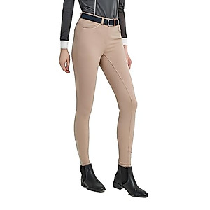 HR Farm Women's Full Seat Silicone Grip Breeches Horse Riding Jodhpurs (1 Beige, 26)