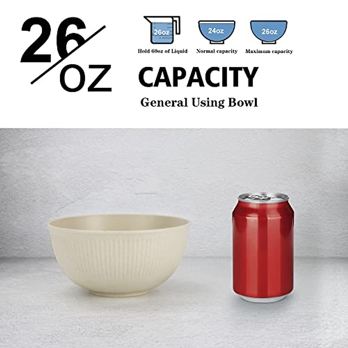 Wrova Wheat Straw Bowl Sets of 8,Unbreakable Cereal Bowl 26 OZ,Microwave and Dishwasher Safe Bowls,Kids Bowl suitable for Cereal,Salad,Snack and Soup. Winter-Snow Series