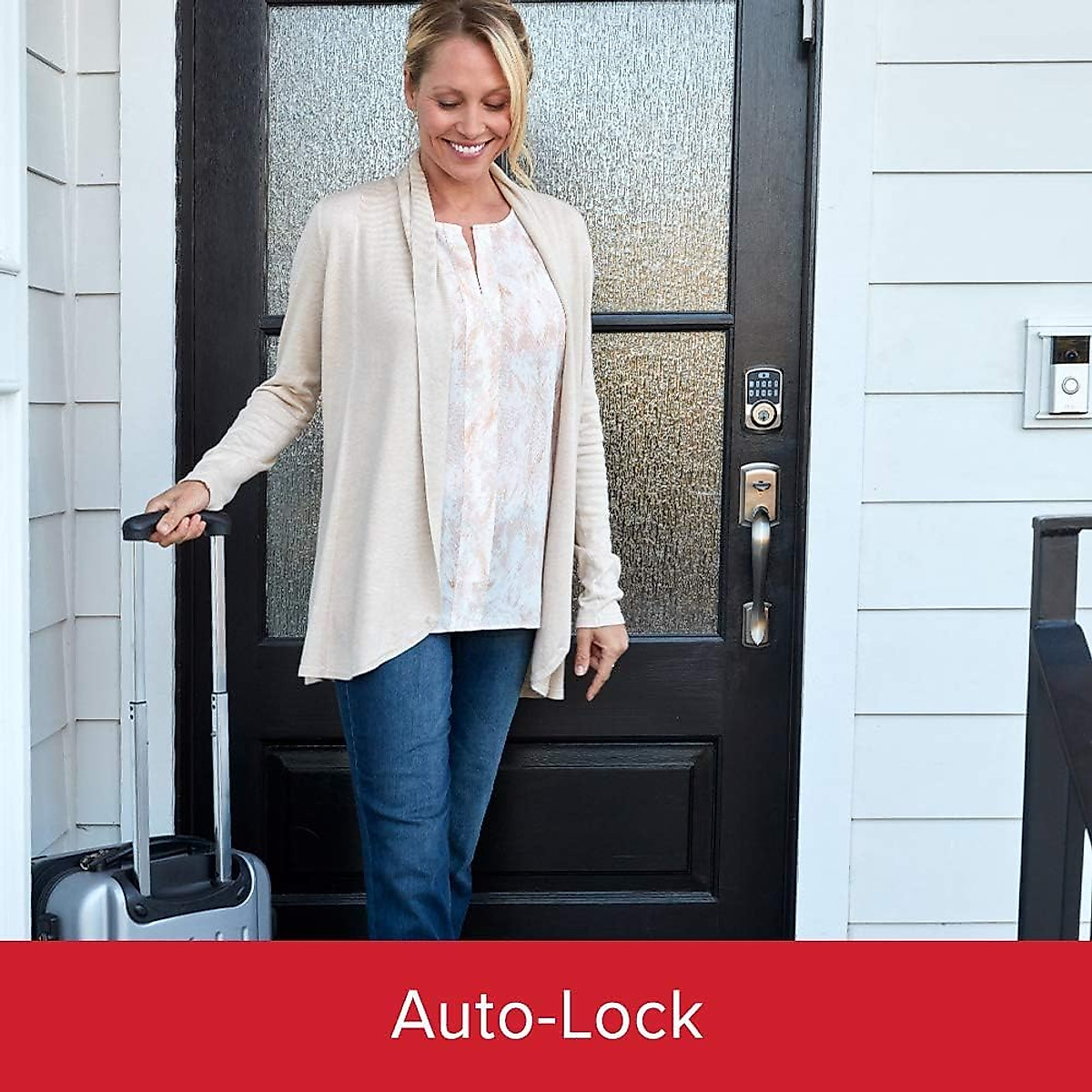 Kwikset 99420-003 Aura Bluetooth Programmable Keypad Door Lock Deadbolt Featuring SmartKey Security, Iron Black