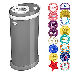 Ubbi Steel Diaper Pail, Odor Locking, No Special Bag Required, Award-Winning, Registry Must-Have, Slate