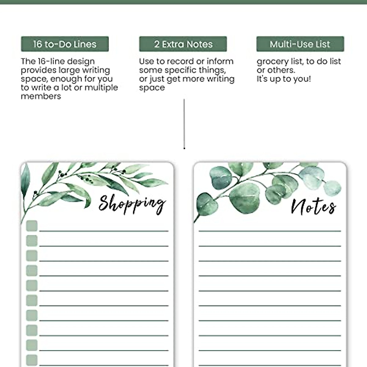 ALEZEL Magnetic Dry Erase Calendar for Fridge, Greenery Monthly Fridge Calendar Whiteboard Set - Vertical Monthly Calendar for Refrigerator, Grocery & to Do List White Board, 3 Markers + Eraser