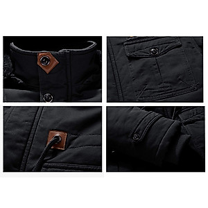 CRYSULLY Men's Slim Fit Fall Casual Discount Winter Coats Cotton Ripstop Enclosure Army Jacket Black/US M/tag3XL