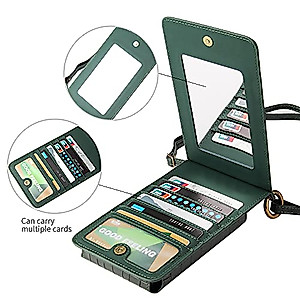 HIGHGO [Upgraded] Womens Small Crossbody Cell Phone Wallet Shoulder Phone Purse,Travel Card Holder for iPhone 11/12 /12 Pro Max/ 11 Pro/Xs Max Samsung All Smartphone (Green)