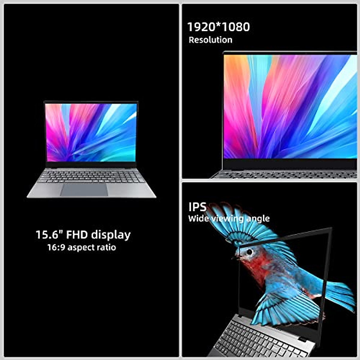 Windows 11 Laptop, 16GB RAM 256G SSD 512GB TF Card Expansion ,15.6 Inch N5095 Quad core, FHD 1920*1080 IPS Display, HDMI,2.4/5G/AC WiFi, Thin& Light Notebook , All-Metal Body,Office Built-in