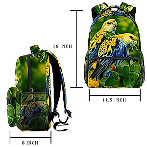 School Backpack Travel Backpack,Boy Girl Backpack,parrots butterfly tree flowers,Outdoor Sports Rucksack Casual Daypack