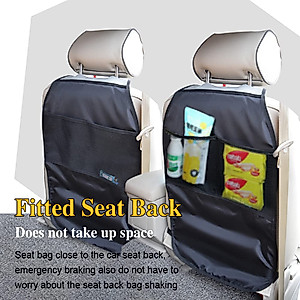 deemars Car Kick Mats for Kids, Kick Mats with Organizer, Kick Mats Back Seat Protector, Vehicle Back Seat Kids Safety Accessories Universal for Car, SUV, Minivan or Truck Seats