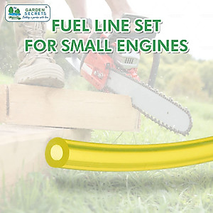 GARDEN SECRETS (4 Sizes) 2-Stroke Garden Power Tools Fuel Line Replacement Kit. Fuel Hose Fuel Tube for String Trimmer Chiansaw Blower Power Tools with Small Engine, Nitro Engine. (Yellow, 4ft each)