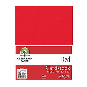 Bundle - 2 Cardstock Items - Red - 8.5 x 11 inch - 65Lb Cover; Orange - 8.5 x 11 inch - 65Lb Cover - 100 Sheets Total - Clear Path Paper