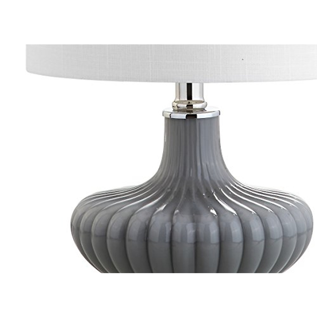 JONATHAN Y JYL1032A Kamille 18" Glass and Lucite LED Table Lamp Contemporary French Country Bedside Desk Nightstand Lamp for Bedroom Living Room Office College Bookcase LED Bulb Included, Gray