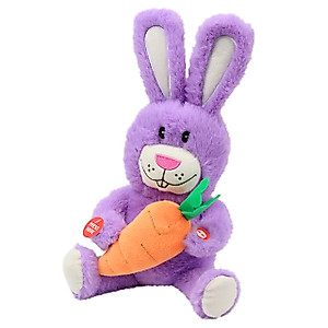 Hopearl Talking Singing Bunny Repeats What You Say Rabbit Musical Shaking Head Electric Interactive Animated Toy Speaking Plush Buddy Gifts for Toddlers, Purple, 15''