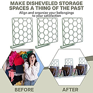 5 star moon, 3 Pcs Green Metal Closet Shelf Dividers, Heavy Duty & Rust Proof Closet Shelf Dividers for Wood Shelves,Multi-Purpose Shelves Dividers for Closet in Kitchen, Clothing, Shoes, Purses