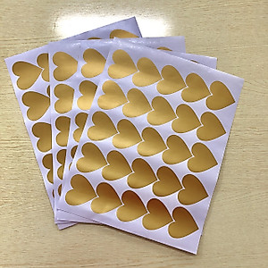 2inchx100 Pieces DIY Heart Wall Decal Vinyl Sticker for Baby Kids Children Boy Girl Bedroom Decor Removable Nursery Decoration (Matte Gold)