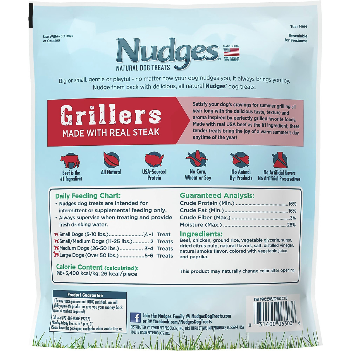 Blue Buffalo Nudges Grillers Natural Dog Treats, Steak, 16oz Bag