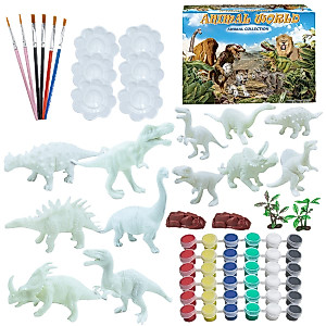 SEWACC 192 Pcs DIY Painted Animals Children Painting Supplies Kids Painting Supplies Children Painting Toy Painting Kit for Children Toys Hand Painting Graffiti Plastic White