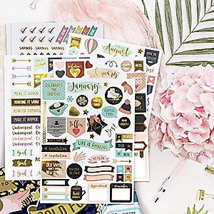 Aesthetic Gold Foil Planner Stickers - 1250+ Stunning Design Accessories Enhance and Simplify Your Planner, Journal and Calendar