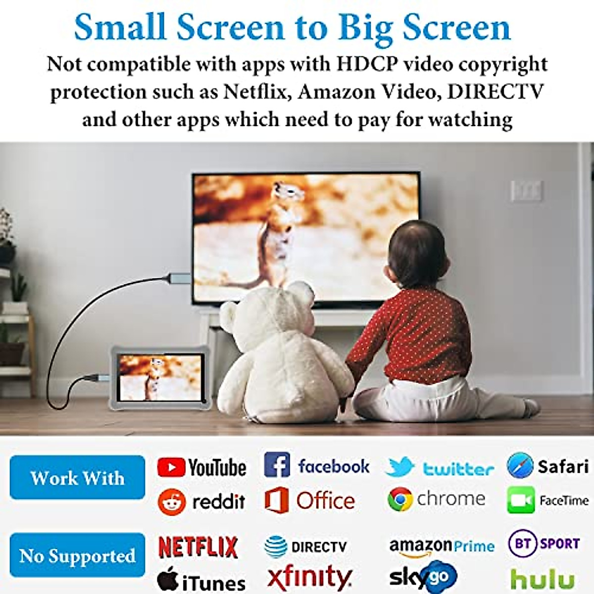 lulaven HDMI Cable for iPhone to TV, Lighting to HDMI Adapter Connector Compatible with iPhone14, 13, 12, 11 & YouTube TV Output with 1080P HD Display, Just Plug and Play (6.6FT, Black)